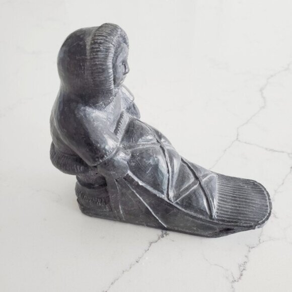 Vintage | Accents | Vintage A Wolf Original Sculpture Inuit On Sled ...